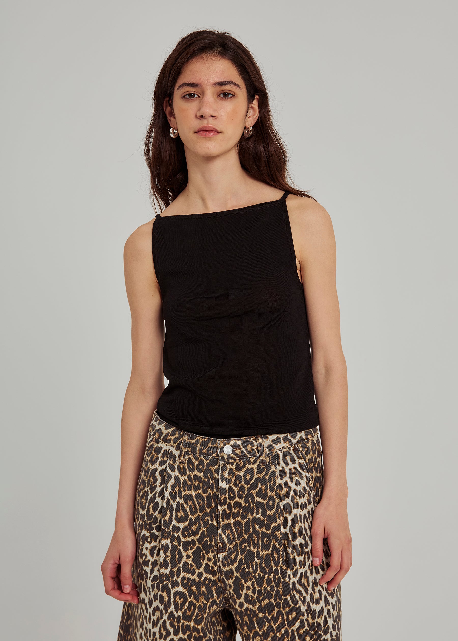 Kira knit strap top - Black